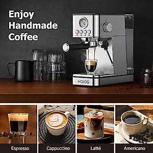 KOIOS Espresso Machines, Upgraded 1200W Espresso Maker with Foaming Steam Wand, 20 Bar Semi-Automatic Steam Espresso Coffee Maker for home, Cappuccino & Latte Machine with 58oz Removable Water Tank