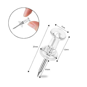 JIKIOU Push Pins Tacks 800 Count in Reusable Box, Standard Clear Thumb Tacks Steel Point and Clear Plastic Head for Wall Corkboard Map Calendar Photo Home Office Craft Projects Plastic Head Steel Pin