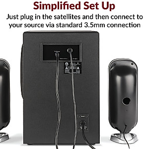 Cyber Acoustics CA-3810 2.1 Multimedia Speaker System with Subwoofer, 80 Watts Peak Power, Strong Bass, Perfect for Music, Movies, and Games