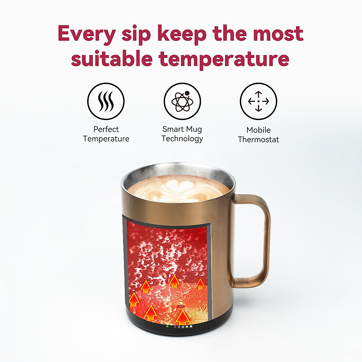 CERA+ Temperature Controlled Smart Mug 2, Self-Heating Coffee Mug with Lid, 90 Minutes Battery Life, APP or Manual Control, Gift-Packing(Brown - 14 oz)