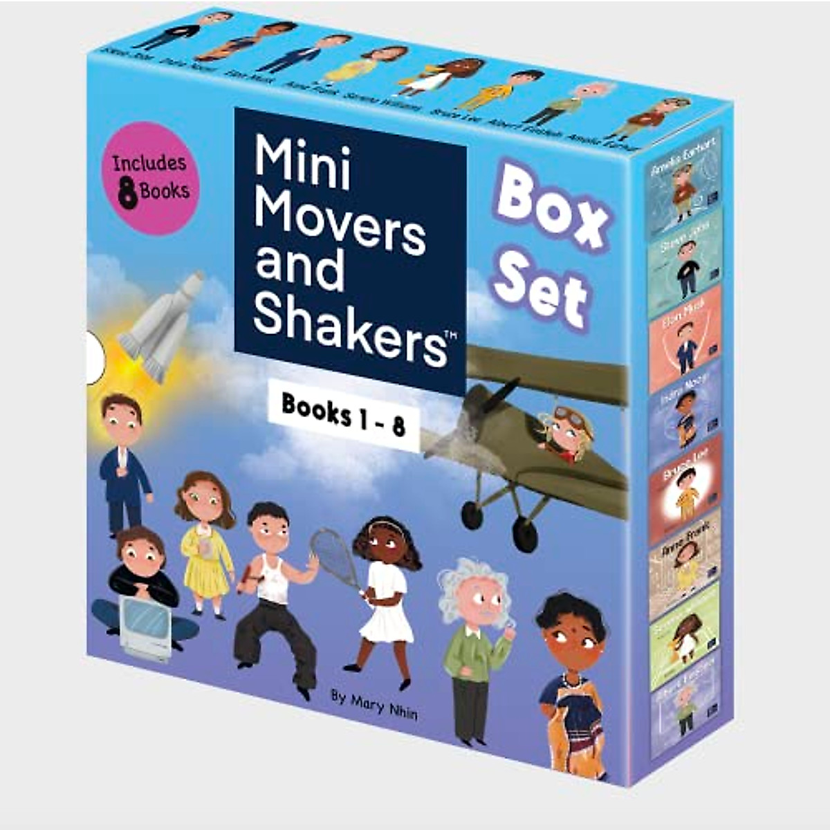 Mini Movers and Shakers 8 Book Box Set (Books 1-8: Elon Musk, Anne Frank, Serena Williams, Steve Jobs, Albert Einstein, Indra Nooyi, Amelia Earhart, Bruce Lee)