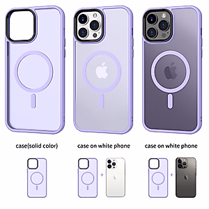 CACOE Magnetic Case for iPhone 14 Pro Max 6.7 inch-Compatible with MagSafe & Magnetic Car Phone Mount,Anti-Fingerprint TPU Thin Phone Cases Cover Protective Shockproof (Light Purple)