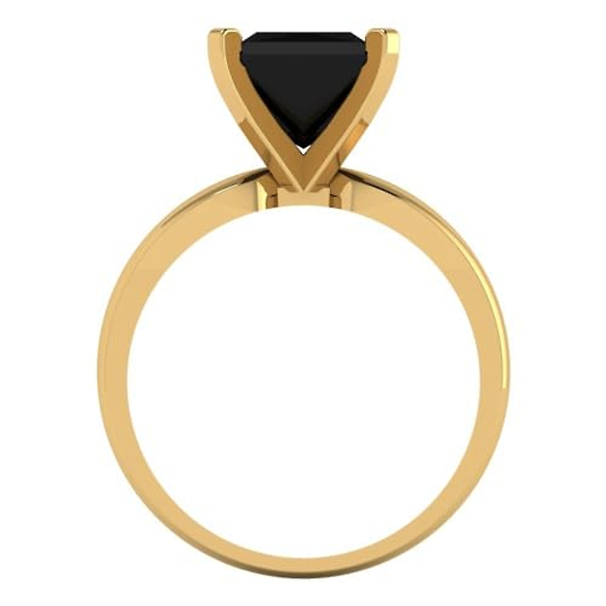 2.50ct Princess Cut Solitaire Natural Black Onyx Excellent Engagement Bridal Promise Anniversary Ring 18K Yellow Gold 5.5