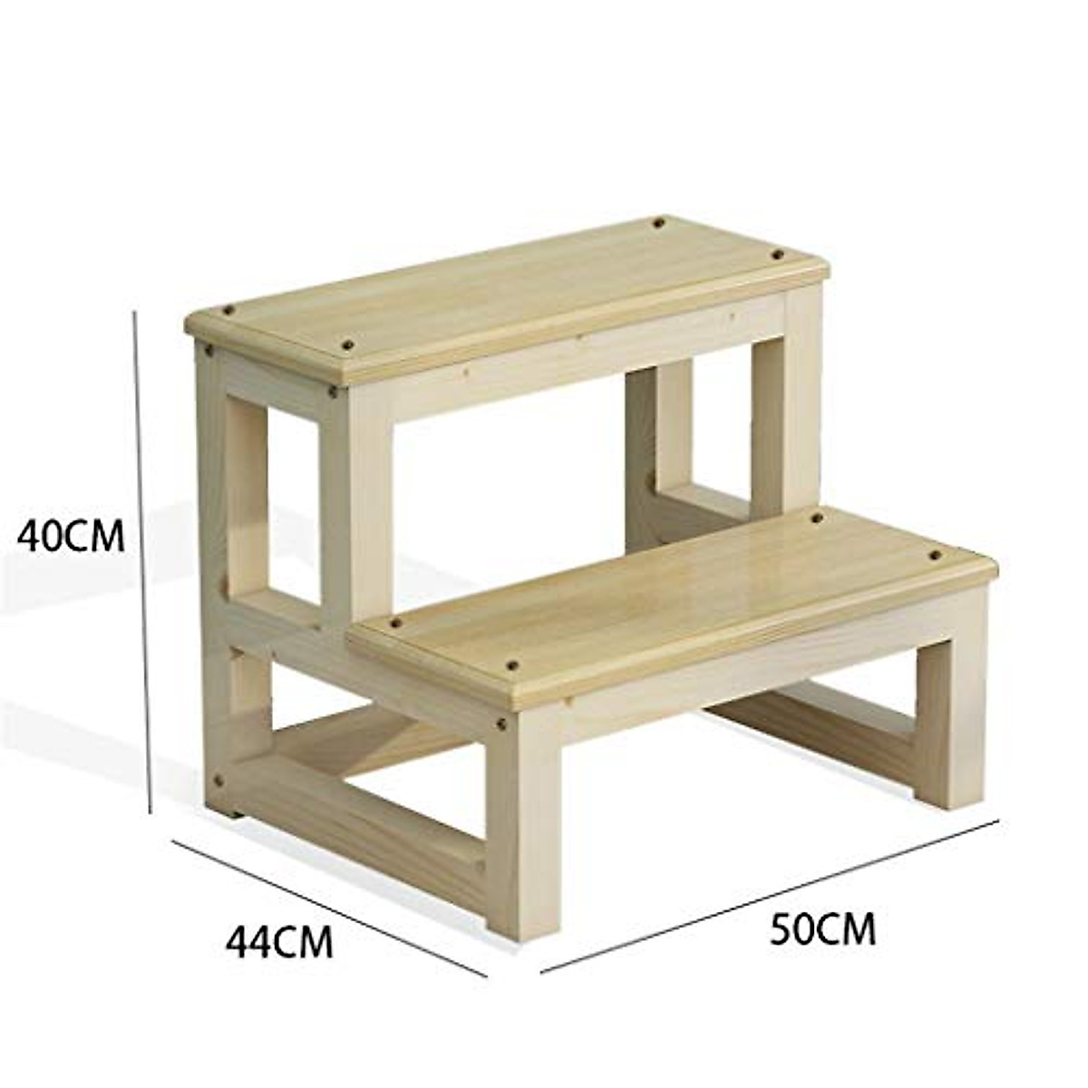 Step Stool Solid Wood Ladders, Second Floor Ladder Stool Three-Storey Ladder Frame Solid Wood Material Clear Wood Grain Styles Household Ladder/50 X 44 X 40Cm