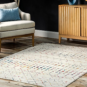 nuLOOM 8x11 Moroccan Blythe Area Rug, Light Multicolor, Faded Bohemian Design, Stain Resistant, For Bedroom, Dining Room, Living Room, Hallway, Office, Kitchen, Entryway