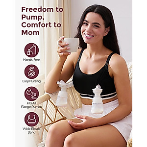Momcozy Pumping Bra Hands Free, Upgraded Breast Pump Bra with Widened Band, Pumping Nursing Bra in One, Adjustable Straps Bralette