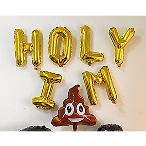 Funny 35th Birthday Decoration for Women, Holy I M 35 Golden Balloons, Happy 35th Birthday Decorations for Him, 40 inch Giant Number 35 balloons