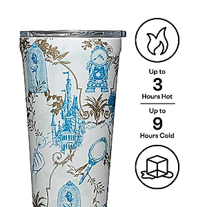 Corkcicle Disney Princess Belle Travel Tumbler, Insulated Water Bottle with Lid, Spill Proof for Wine, Coffee, Tea, and Hot Cocoa,16 oz
