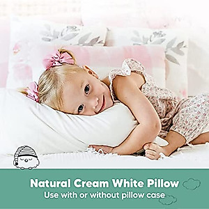 2-Pack Soft Organic Cotton Pillows for Sleeping - 13X18 Small Toddler Kids Pillow for Travel, School, Nap, Age 2 to 5 (Soft White)