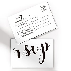 50 RSVP Postcards - Blank with Mailing Side, Response Cards for Bridal Shower, Rehearsal Dinner, Engagement Party, Baby Shower, or any Special Occasion, 4 x 6 Inches.