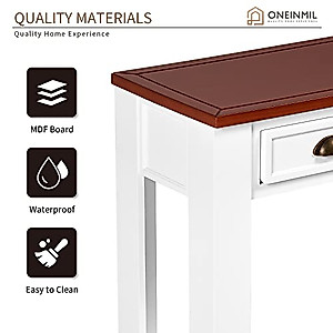 oneinmil Console Table, 60 Narrow Long Sofa Table, Entryway Table, Industrial Sofa Table, Side Table, for Hallway, Living Room, Sturdy and Stable, Easy to Assemble, White