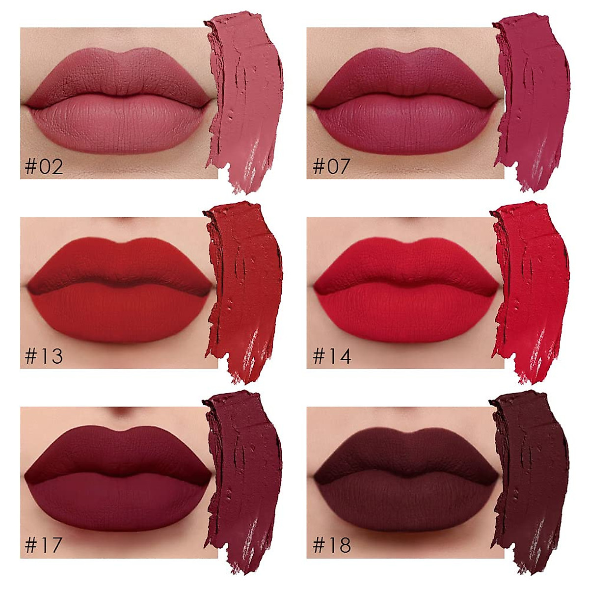 evpct CmaaDu 6Pcs Liquid Matte Lipstick Lipgloss Set for Women Dark Deep Bright Ruby Blood Brick Plum Mauve Rose Red labiales mate 24 horas originale matte larga duracion 24 Hour Lipstick Long Lasting