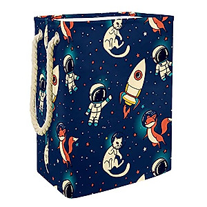 Laundry Hamper Astronaut and Cosmic Pattern Collapsible Laundry Baskets Firm Washing Bin Clothes Storage Organization for Bathroom Bedroom Dorm