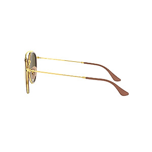 Ray-Ban RB3647N Double Bridge Round Sunglasses, Gold/Brown Gradient Mirrored Pink, 51 mm + 1