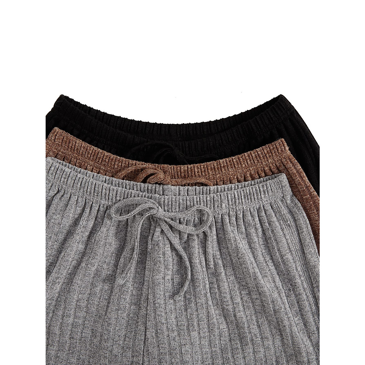 SOLY HUX Womens Pajamas Lounge Set 3 Sets Sleepwear Rib Knit Crop Tank Top and Shorts PJ Summer Outfits Multi M