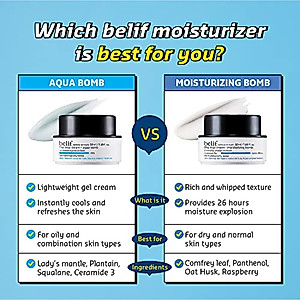 belif The True Cream Aqua Bomb | Rich yet Weightless Face Moisturizer for Combination to Oily Skin | Antioxidants, Lady Mantle & Oat Husk | Daily Hydrating Facial Cream Minimizes Pores