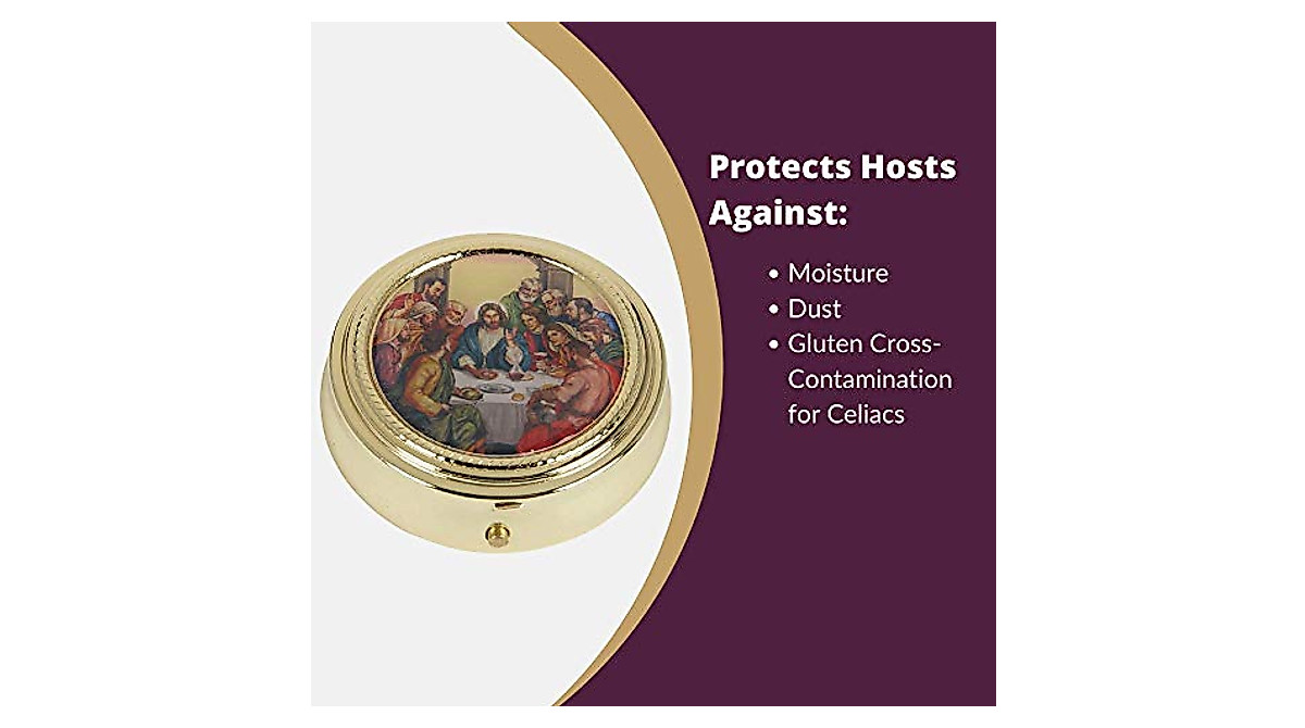 Gold Toned Catholic Communion Pyx - Portable Eucharist Holder