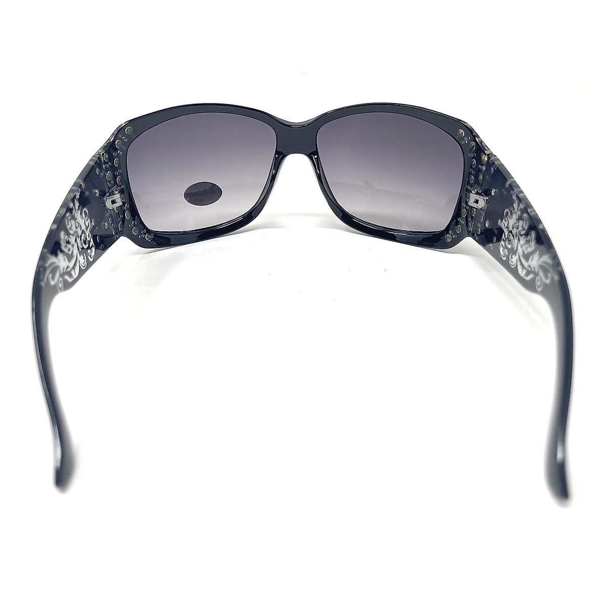 Texas West Women's Sunglasses With Bling Rhinestone UV 400 PC Lens in Multi Concho (Metal Cross Floral Black)