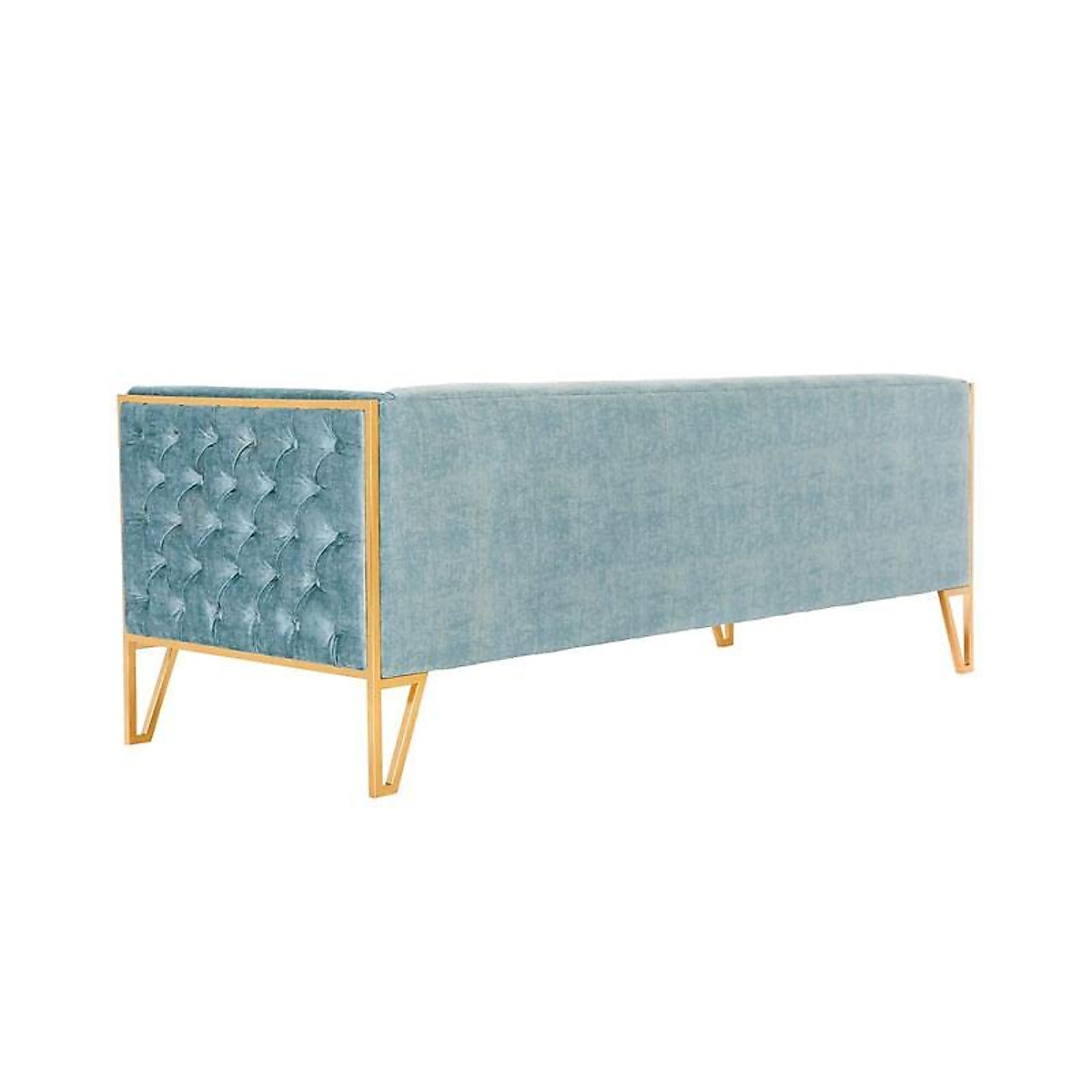 Manhattan Comfort Vector Mid Century Modern Velvet Upholstered Living Room Loveseat, 81.5", Ocean Blue