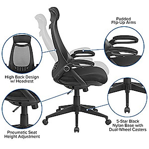 Flash Furniture Ivan High Back Black Mesh Executive Swivel Office Chair with Flip-Up Arms