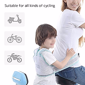 MOCOHANA Childrens Motorcycle Safety Harness Breathable Mesh Adjustable Kids Safety Seat Strap Carrier for Bike Riding Reflective, Green