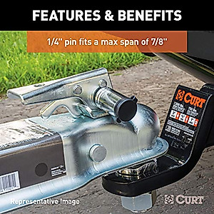 CURT 23522 Chrome Trailer Tongue Coupler Lock, 1/4-Inch Pin Diameter, Up to 2-1/2-Inch Span