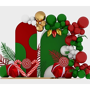 152 Pec Christmas Balloons Christmas Balloon Arch Kit ， Christmas Garldand Xmas Green Red Golden White Candy Balloons Gift Box For Christmas Party Decoratives Backdrop