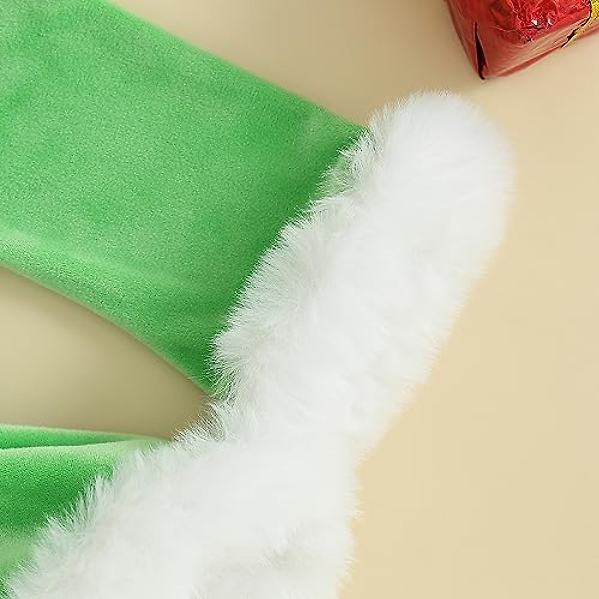 Mialoley Baby Girl Winter 2 Piece Sets Long Sleeve Patchwork Romper Dress Warm with Bowknot Headband Spring Fall Christmas (Green, 0-6 Months)