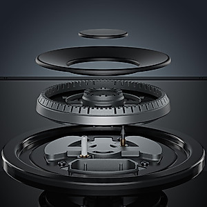 Empava 24 in. Gas Stove Cooktop with 4 Sealed Burners-Heavy Duty Continuous Grates-NG/LPG Convertible-Black Tempered Glass Surface, 24 Inch