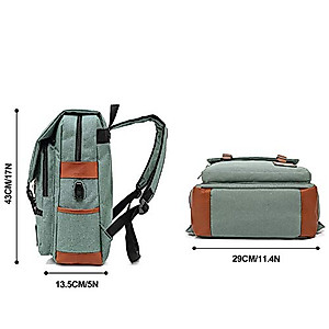 Junlion Unisex Business Laptop Backpack College Student School Bag Travel Rucksack Daypack with USB Charging Port Green