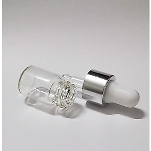 ZbFwmx 20Pack Set 1ML Glass Bottles with Glass Eye Dropper Dispenser for Sample Vial Small Essential Oil Bottle with Glass Eye Dropper, Colognes & Perfumes (Sliver-Clear)