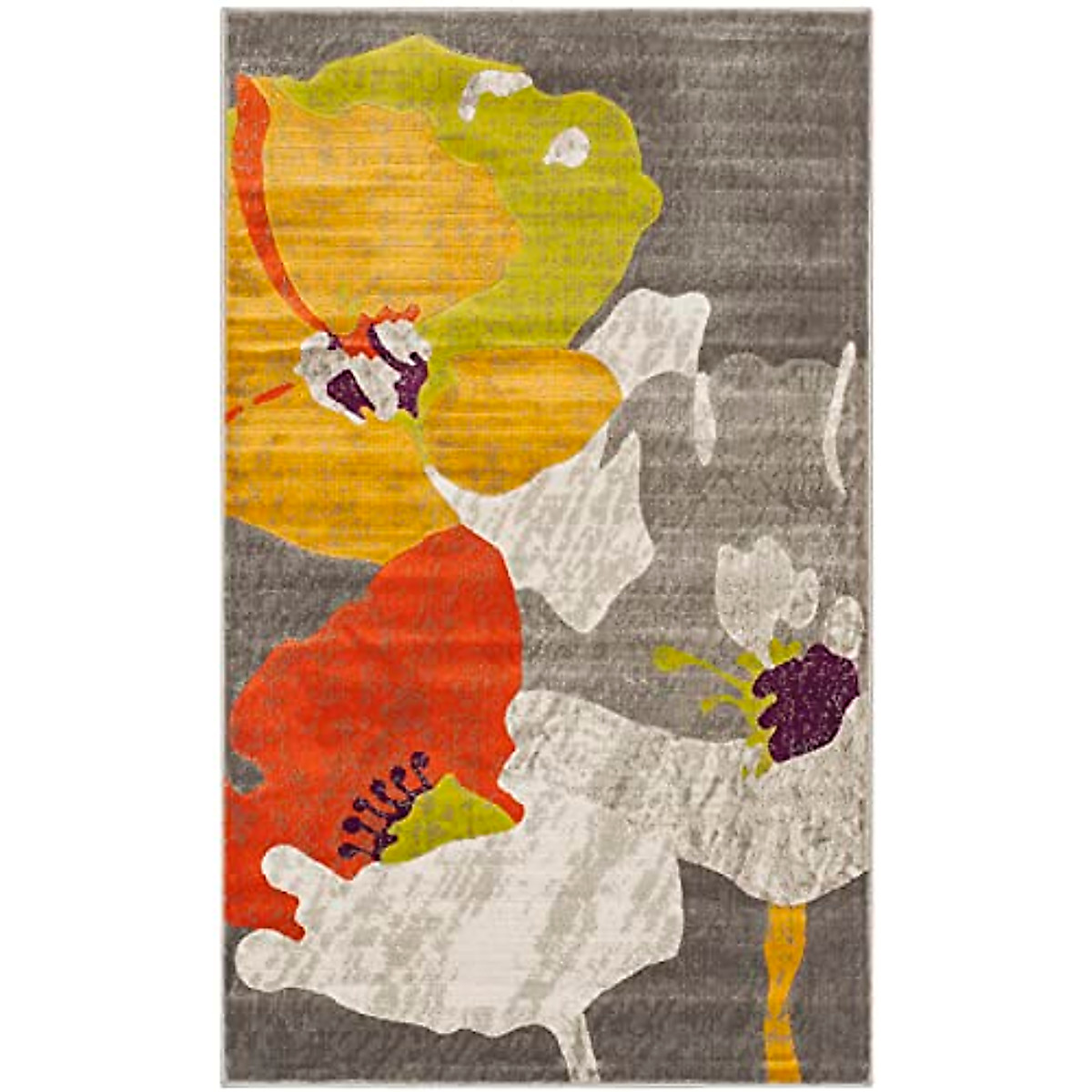 SAFAVIEH Porcello Collection Accent Rug - 2'4" x 5', Dark Grey & Ivory, Floral Design, Non-Shedding & Easy Care, Ideal for High Traffic Areas in Entryway, Living Room, Bedroom (PRL7731D)