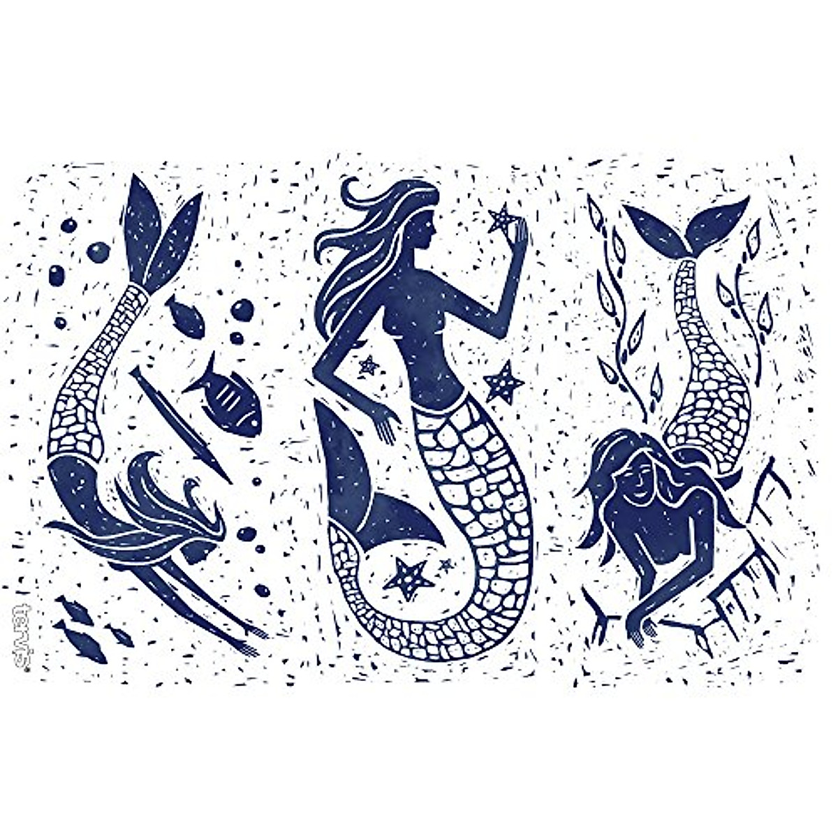 Tervis 1199002 Vintage Mermaid Collage Tumbler with Wrap and Navy Lid 16oz, Clear