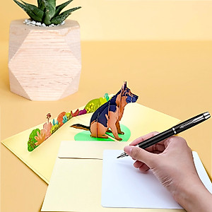 RIHDXCH German Shepherd Pop Up Card, German Shepherd Card With Envelop, Birthday Card From Dog, Thank You, Card For Mom, Dad, Husband, German Shepherd Gifts.Cancer Support Thank You Cards