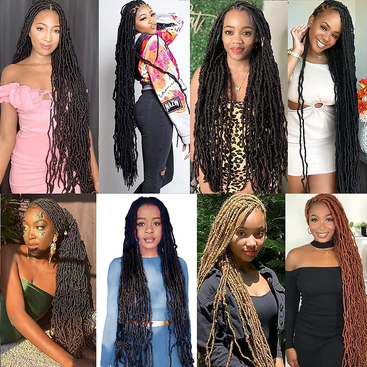 Soft New Faux Locs Super Long Goddess Crochet Hair Pre Looped Natural Braid Curly Wave Braiding Hair（36inch #1b 6packs)…