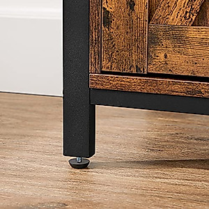 VASAGLE Buffet Cabinet, Sideboard with Open Compartment, Sliding Barn Door, 27.6”L x 11.8”W x 31.5”H, Industrial Rustic Brown and Black ULSC089B01