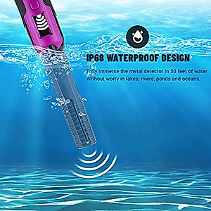 INKBIRDPLUS Metal Detector Pinpointer with LCD Display, Handy High Performance Metal Detector Metal Reader in 3 Alarm Modes, IP68 Metal Detecting Pinpointer Waterproof 50Ft Depth for Adults and Kids