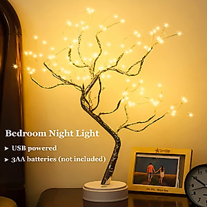 108 LED Sparkly Fairy Spirit Tree Lamp Remote Control, 8 Modes USB/Battery Tabletop Bonsai DIY Artificial Tree Light for Bedroom Desktop Christmas Party Indoor Decor Lights (Warm White)