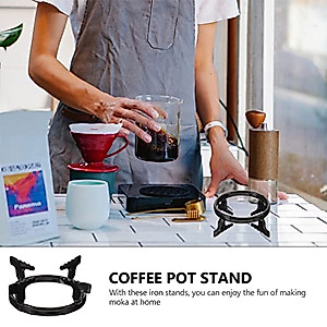 DECHOUS 2pcs Coffee Pot Shelf Stainless Iron Black Pot Holder Round Stove Pot Holder Gas Range Support Rack Stand for Kitchen