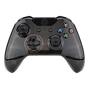 eXtremeRate Transparent Crystal Clear Black Faceplate Cover for Xbox One Wireless Controller (Model 1708), Custom Case Front Housing Shell for Xbox One S X Controller - Controller NOT Included
