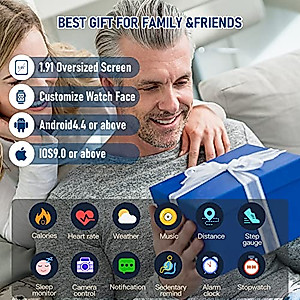 Blood Glucose Smart Watch with Bluetooth Call for Men Women, Smartwatch Fitness Tracker Heart Rate Monitor Blood Sugar Oxygen Pressure Tracking for Android iOS Phones, IP67 Waterproof