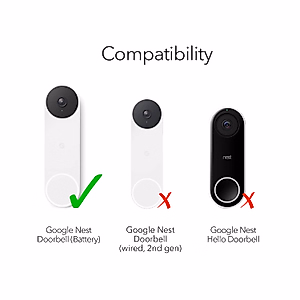 Wasserstein Vertical Adjustable Mount for Google Nest Doorbell (Battery) - Made for Google Nest