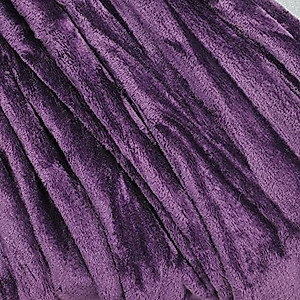 BYTIDE Pom Pom Throw Blankets Couch Cover Flannel Fleece Throw with Pompom Fringe Tassels, Plush Fluffy Cozy Warm Soft Lightweight Throw for Couch Sofa Bed Chair, 60" x 80", Dark Purple