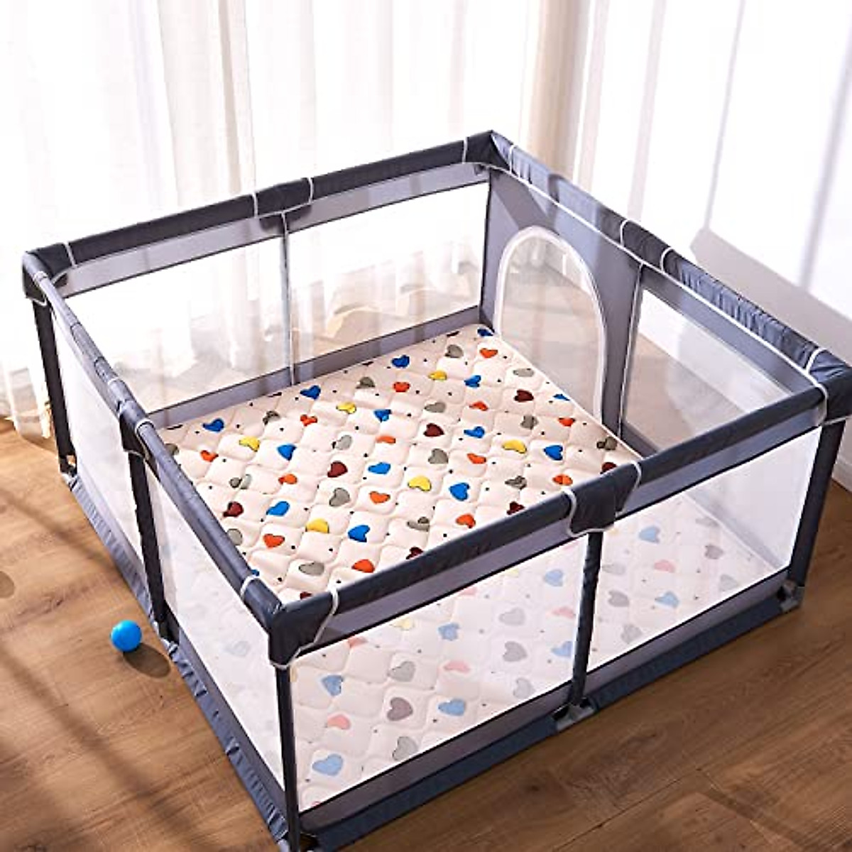 Premium 100% Cotton Baby Play Mat 50" X 50", Thick Foam One-Piece Crawling Mat, Baby Playpen Mat Floor Mat, Non-Slip Baby Play Mat for Infants, Babies, Toddlers, Machine Washable for Easy Care.