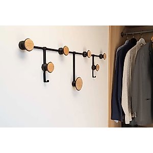 TidyHangers Clothes Hooks for Wall Indoor Coat Rack Hanger Creative Pack. Wall Hooks for Clothes & Knobs with Hanger in Oak. Hall Tree for Doorways, Hallways.