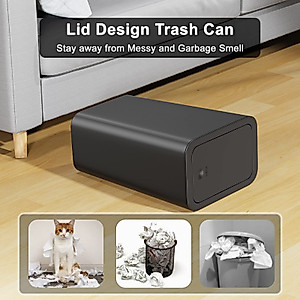 N. NETDOT 3 Pack (2 of 4 Gal & 1 of 2.6 Gal) Small Trash Can with Lid,Bathroom Garbage Can with Pop-Up Lid,Waste Basket for Bathroom,Kitchen,Bedroom,Powder Room,Craft Room,Office,College (Black)