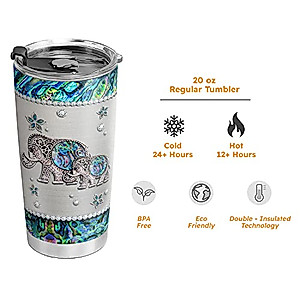 64HYDRO 20oz Elephant Gifts for Women, Men, Valentines Day Gifts for Her, Him, Coffee Thermos, Couples Gifts Animal Lovers Gifts Jewelry Elephant Tumbler Cup, Insulated Travel Coffee Mug with Lid