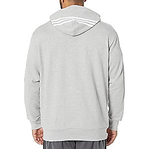 adidas Men's Essentials French Terry 3-Stripes Hoodie, Medium Grey Heather/White
