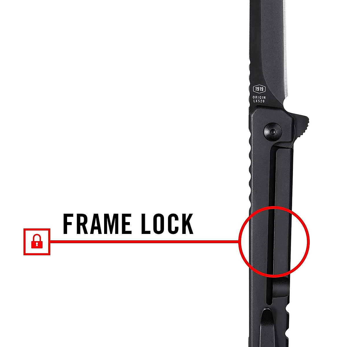 COAST Founder's Collection LX520 ORIGIN, TANTO Blade, Gentleman's EDC Folding Pocketknife, Flip Tab, Frame Lock, Pocket Clip, Stainless-Steel, Black Blade & Handle