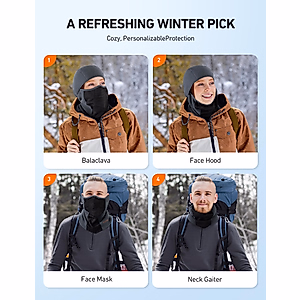 AstroAI Balaclava Ski Mask Winter Fleece Thermal Face Mask Cover for Men Women Warmer Windproof Breathable, Cold Weather Gear for Skiing, Outdoor Work, Motorcycling, Snowboarding, Grey-M, 21.5-23"